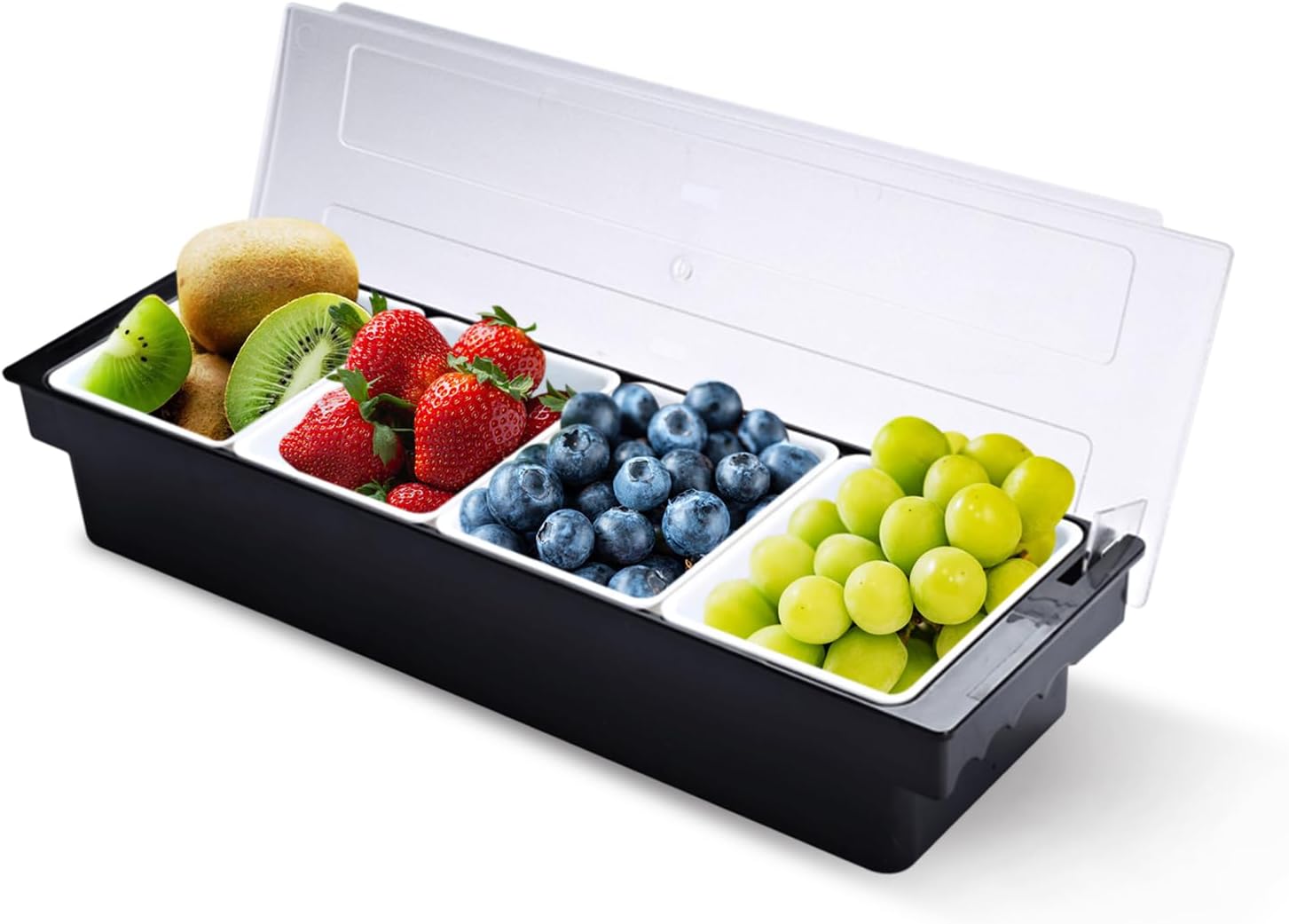 Zolxloz Bar Top Food & Condiment Dispenser 4 Trays, Ice Storage ...