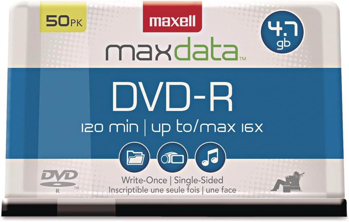 Amazon.com: Maxell Dvd-R Recordable Disc, 4.7 Gb, 16x, Spindle, Gold ...