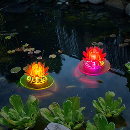 Amazon.com: superdream Floating Solar Lily Pads Lights for Pond Decor ...
