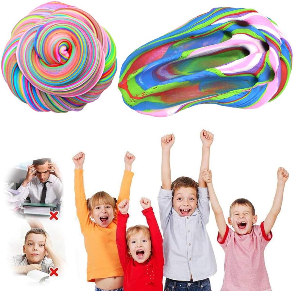 6 Colors Fluffy Slime ,diy fluffy slime kit, Rainbow Shape Slime,Hat ...