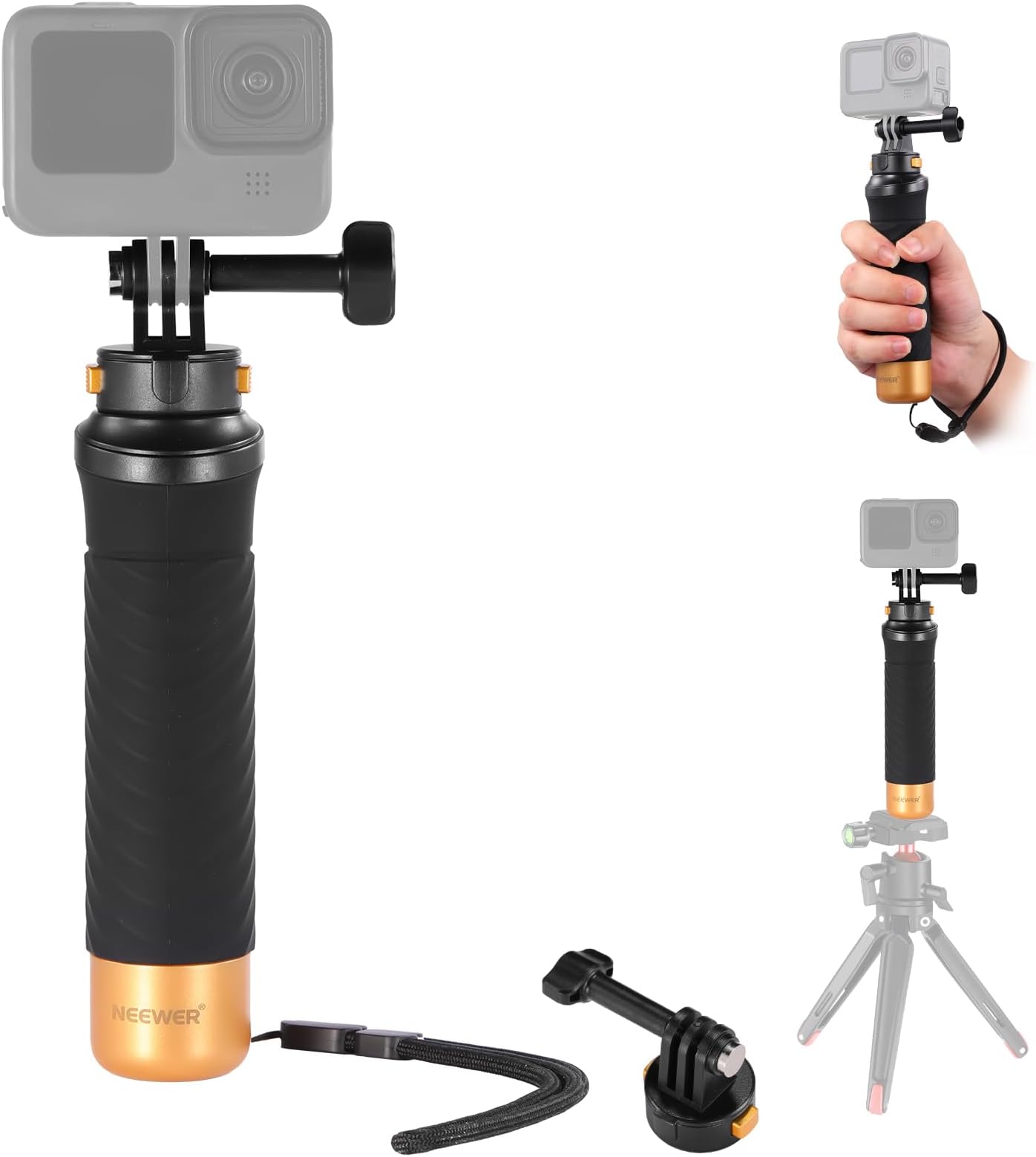 NEEWER Quick Release Floating Hand Grip for Action Camera, Underwater ...