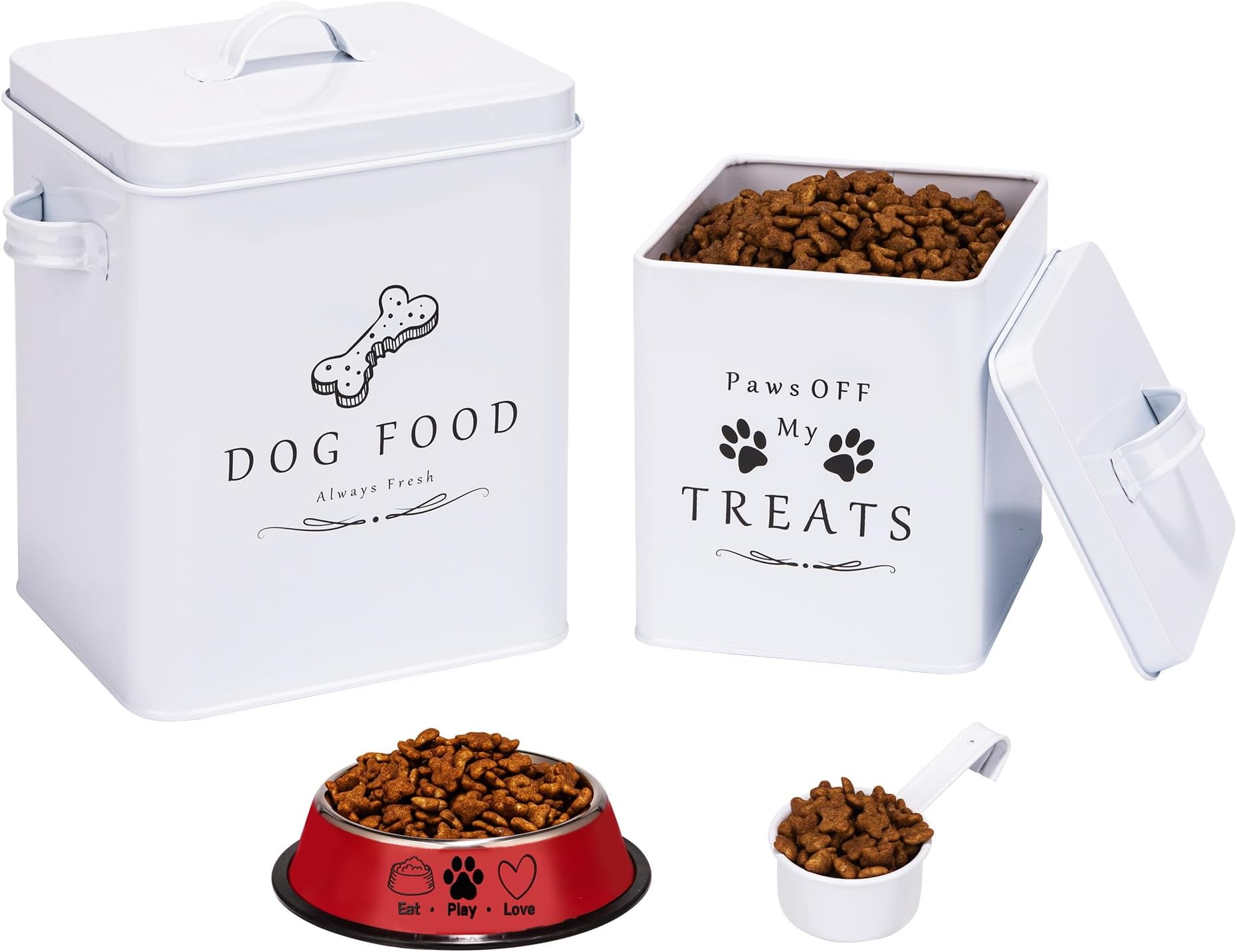 Amazon.com: Houseables Dog Food and Treat Container Set, Cute Dog Food ...