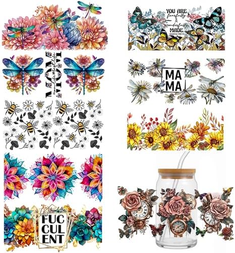 Amazon.com: UV DTF Cup Wrap, Transfer Stickers for 16OZ Glass Coffee ...