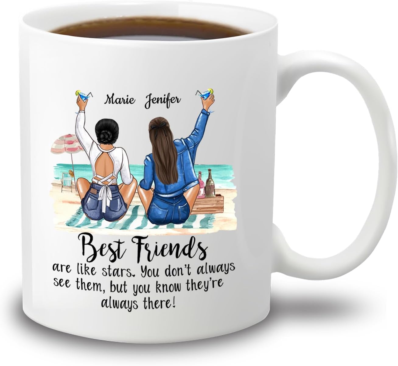 Amazon.com: Best Friends Are Like Stars Personalized Friendship White ...