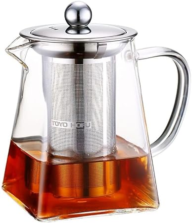 Glass Teapots with Infuser, Tea Pot with Strainer for Loose Leaf Tea ...