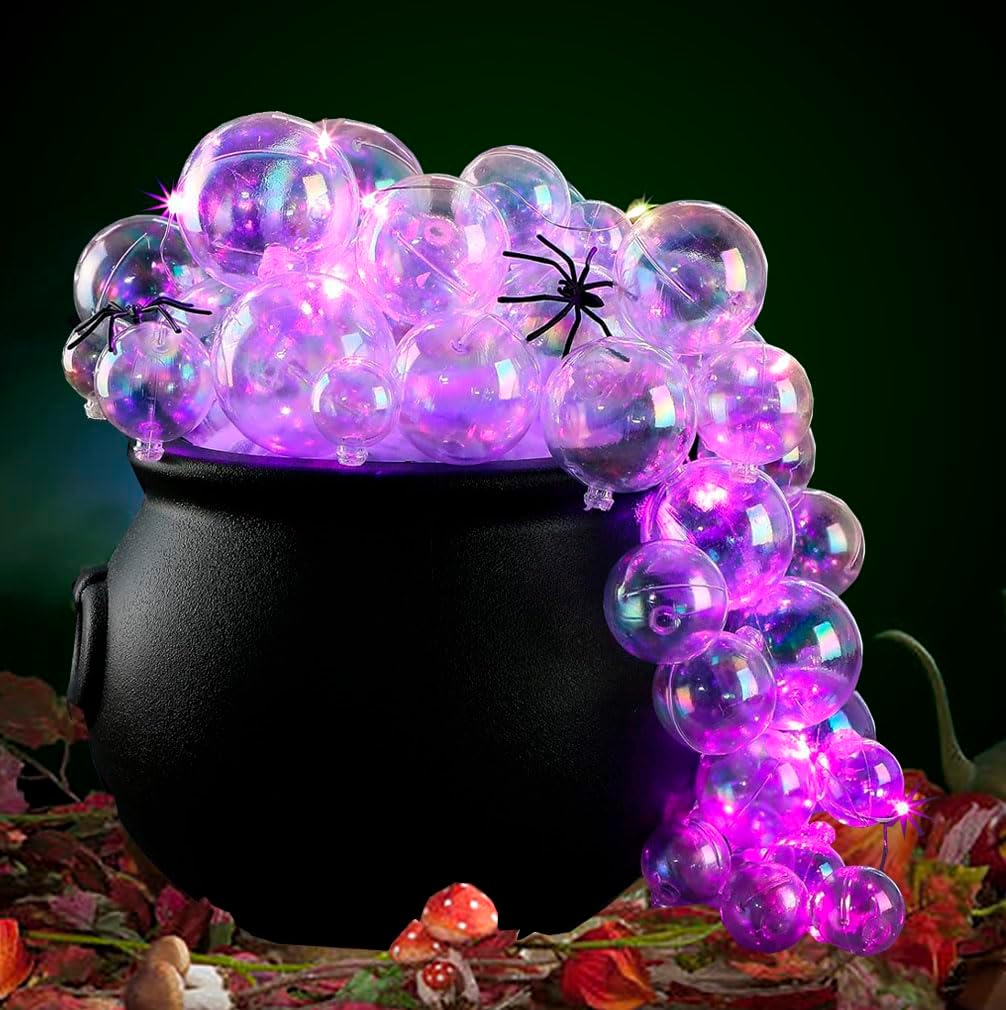 Amazon.com: KIMI HOUSE Indoor Halloween Decoration- LED Light Up Bubbling Witch Cauldron Pot DIY ...