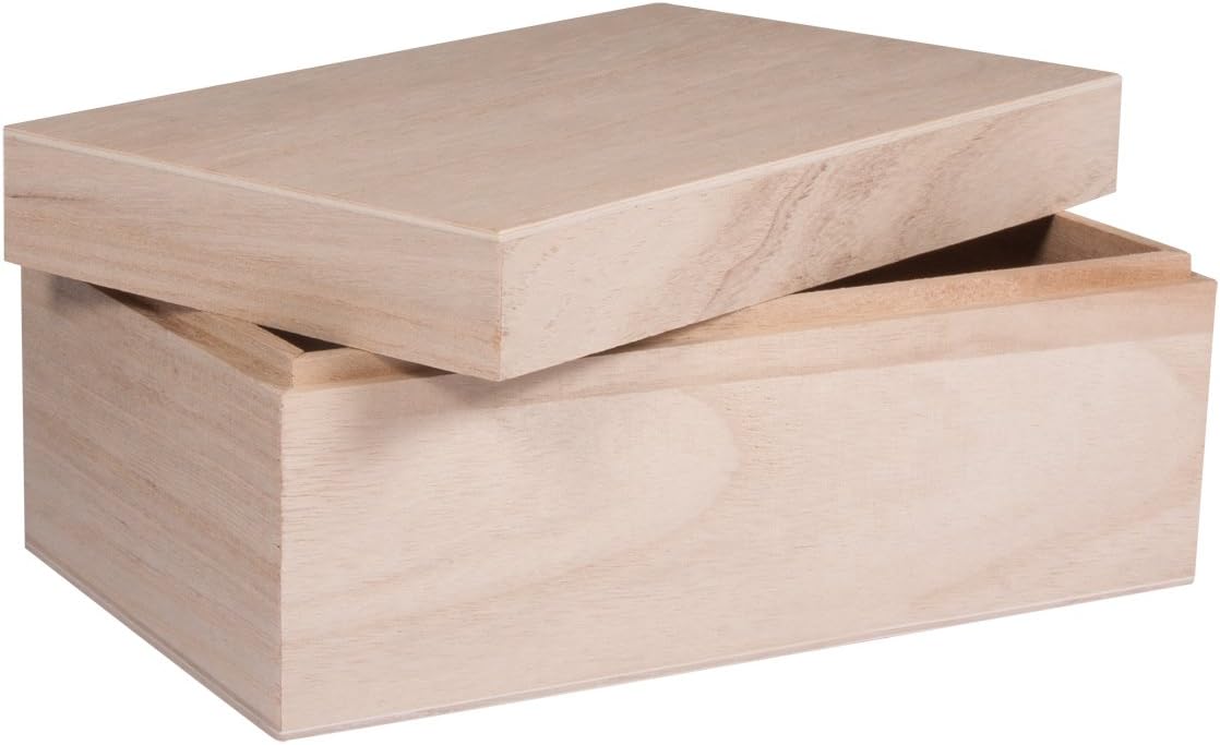 Plain Wooden Storage Box | with Hinged Lid | Unpainted Gift Box for ...