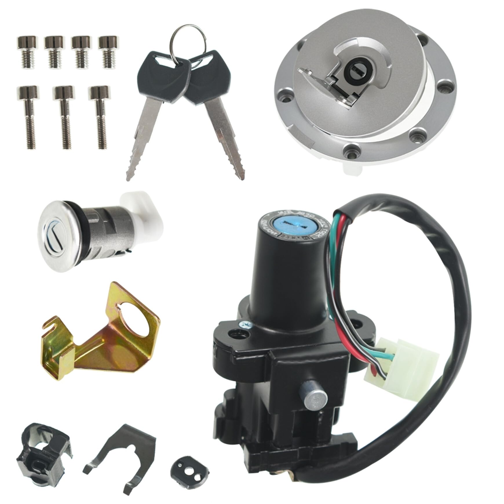 Amazon.com: Silscvtt Ignition Switch Fuel Tank Cover Seat Lock Key Kit ...