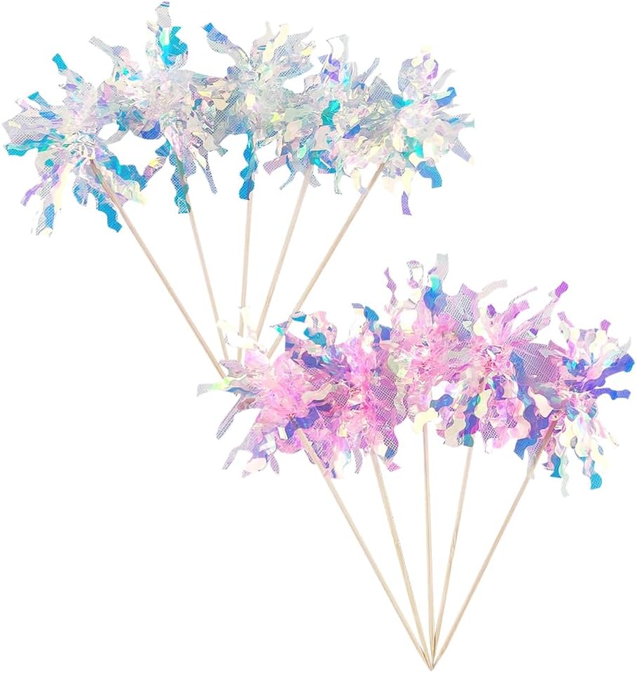 Amazon.com: 40 Pcs Foil Tinsel Cake Toppers Firework Cupcake Toppers ...