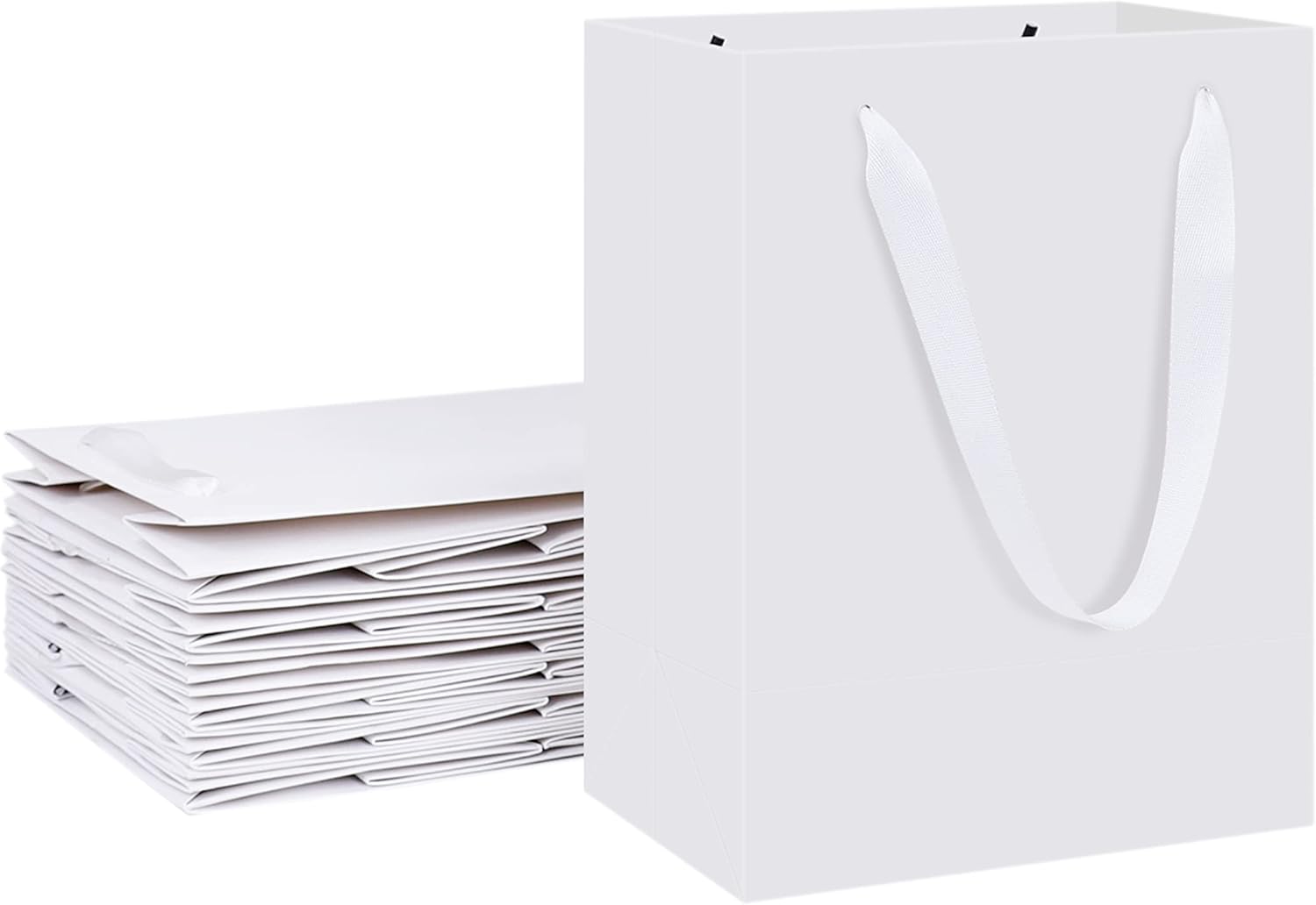 Amazon.com: HUAPRINT White Gift Bag,12 Pack White Shopping bags with ...