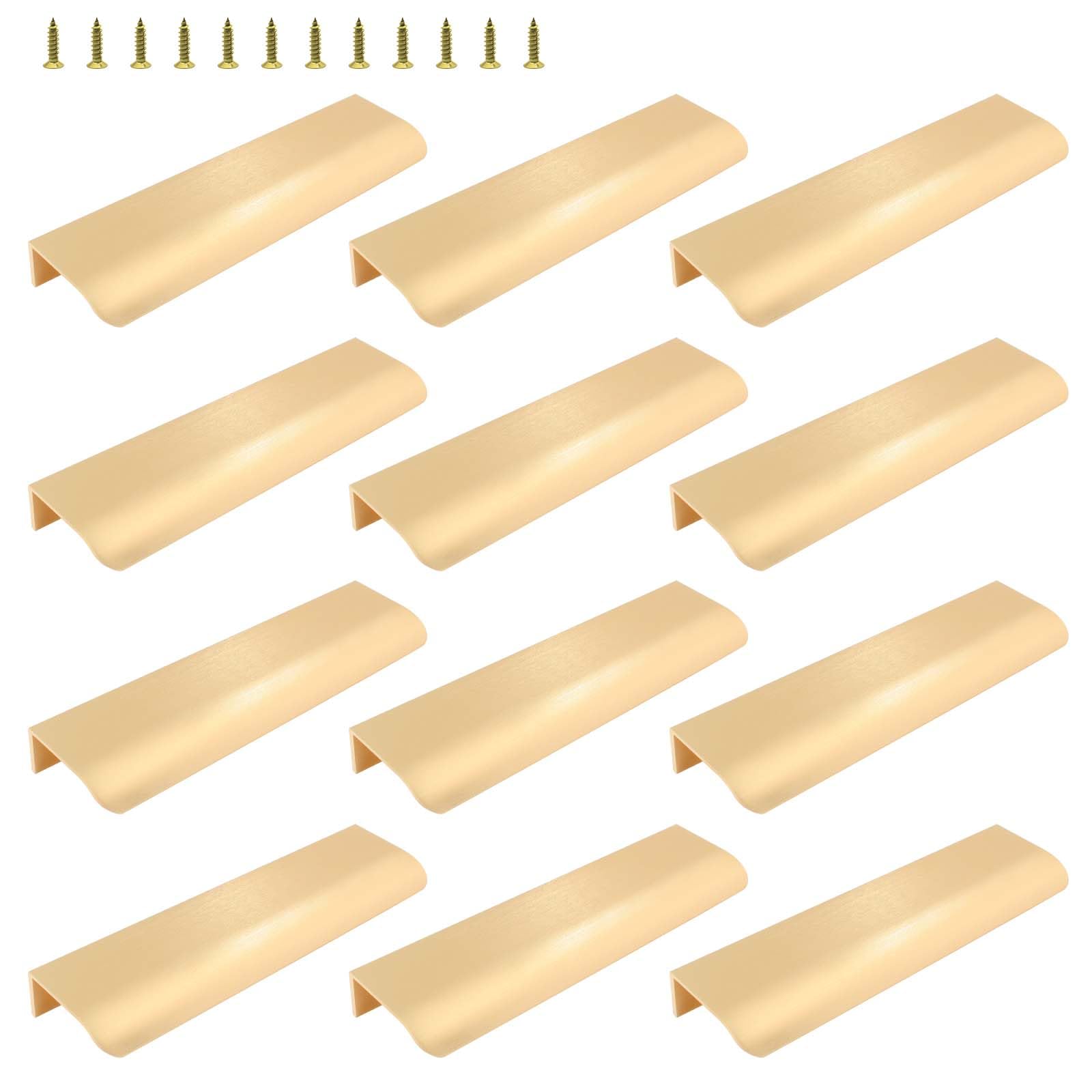 Jiozermi 12 Pcs Finger Pulls for Cabinets, Gold Edge Drawer Pulls ...