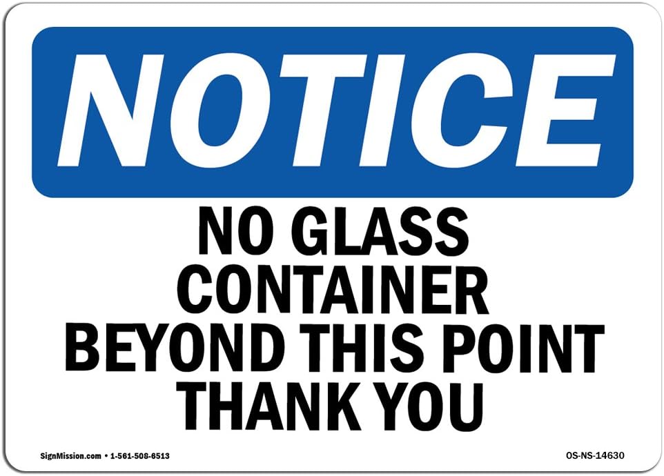 Amazon.com: OSHA Notice Sign - No Glass Containers Beyond This Point ...