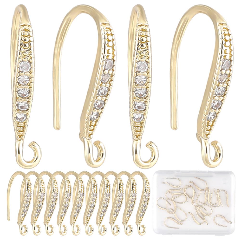 Amazon.com: CREATCABIN 22Pcs Cubic Zirconia Earring Hooks 18K Gold ...