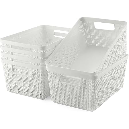 Amazon.com - Curver Set of 4 Jute Large Decorative Plastic Organization ...