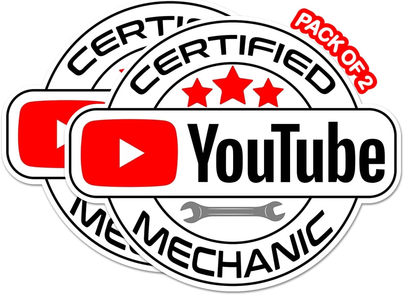 Amazon.com - (3 Pack) Certified YouTube Mechanic Sticker - Funny You ...