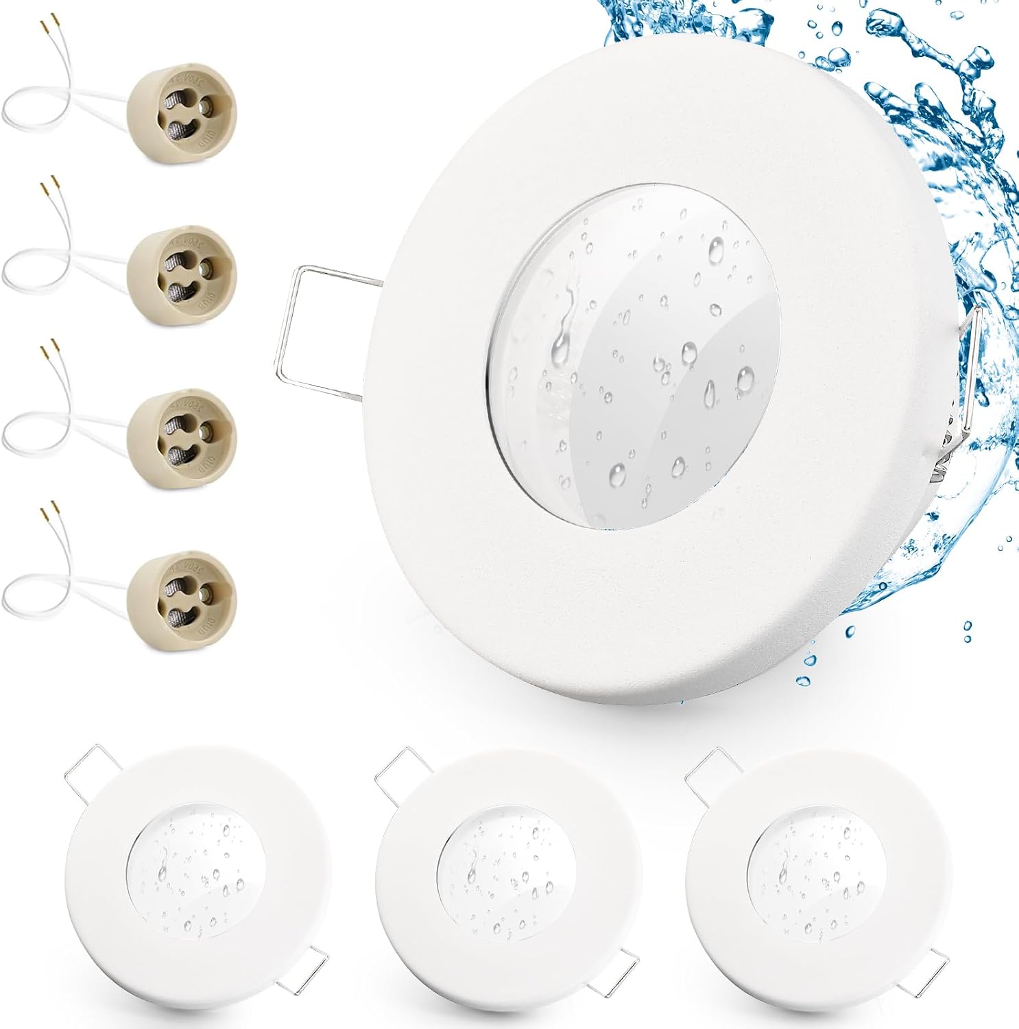 GeyouLux 4x IP65 Recessed LED Spotlight Frame with GU10 Socket, White ...