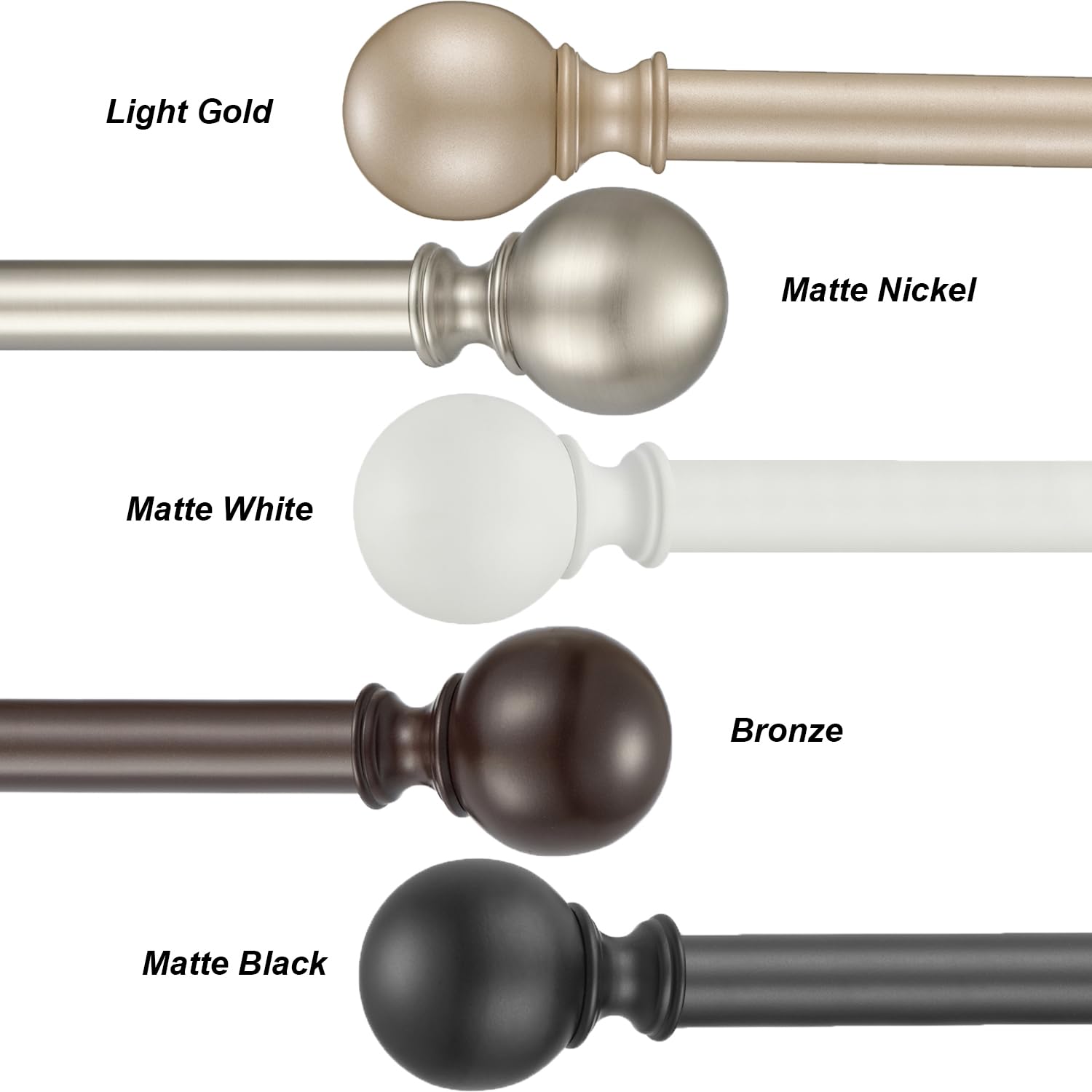 Kemmie 1" Classic Window Curtain Rod with Round Finials Simple Single ...