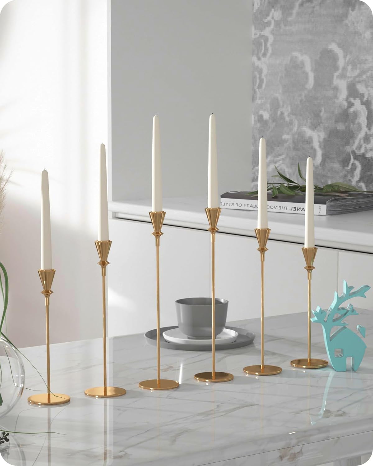 Amazon.com: Baffect Candle Holder, Set of 6 Candlesticks with Stable ...