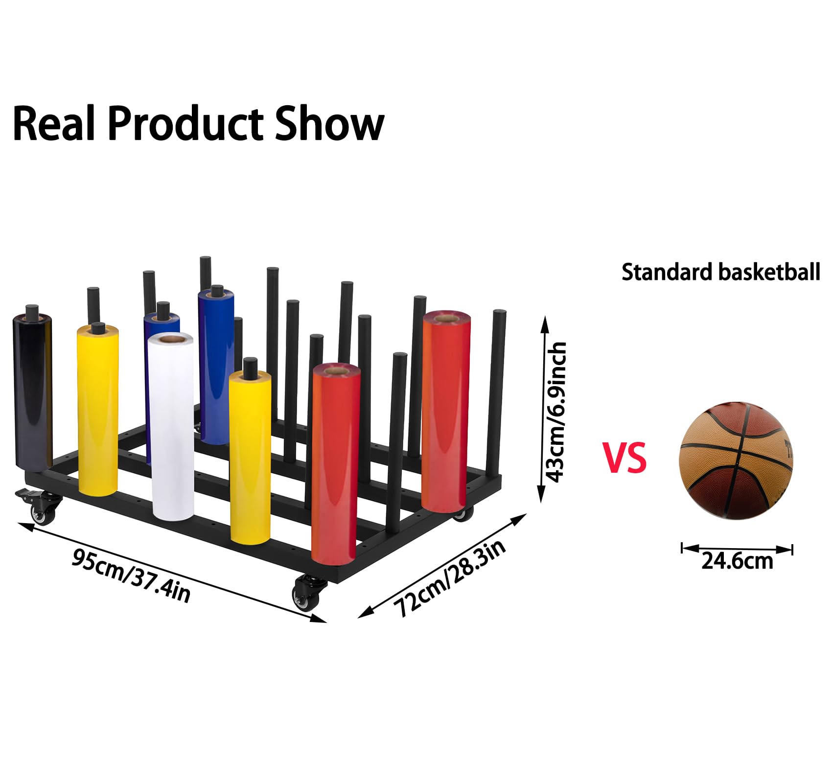 Snapklik.com : Heavy Duty Vinyl Cart Mobile Rack 20 Roll Vinyl Rolling ...