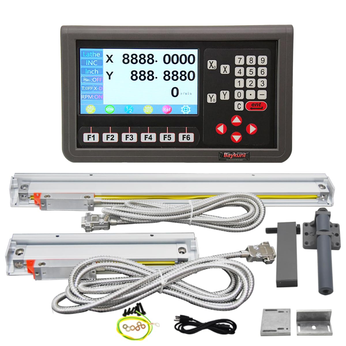 12inch 40inch Lathe DRO Kit 2 Axis Digital Readout Display Glass Linear Scale 1um with High ...