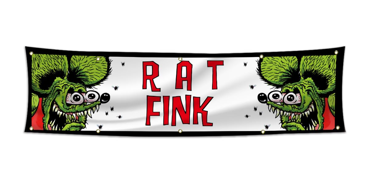 Amazon.com : Rat Fink Motorcycle Racing Flag 2x8ft Funny Car Fans ...