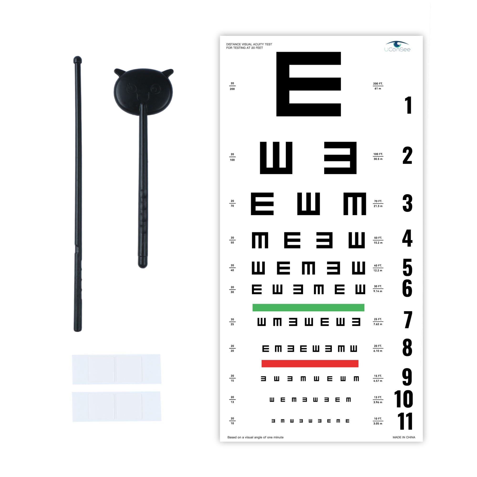 Buy UCanSee E Eye Chart Visual Acuity Chart with Eye Occluder and ...