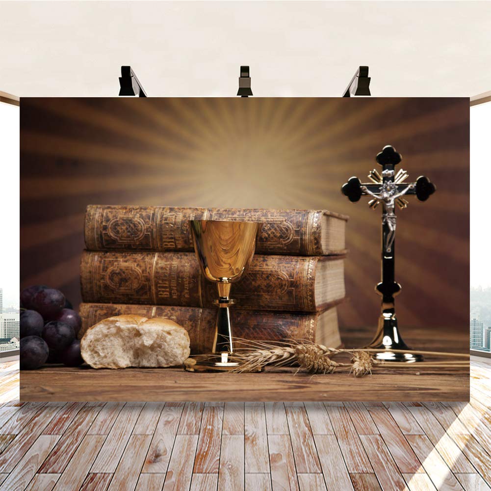 Dashan 8x6ft Polyester Cross Holy Bible First Communion Christian Backdrop | Desertcart INDIA