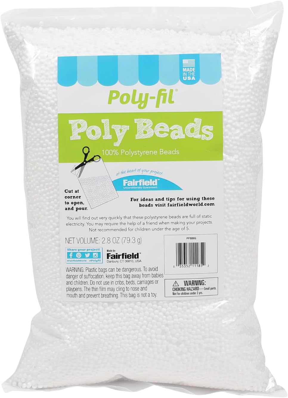 Amazon.com: Fairfield Poly-Fil Poly Beads, Premium Polystyrene Stuffing Beads, Stuffing for ...