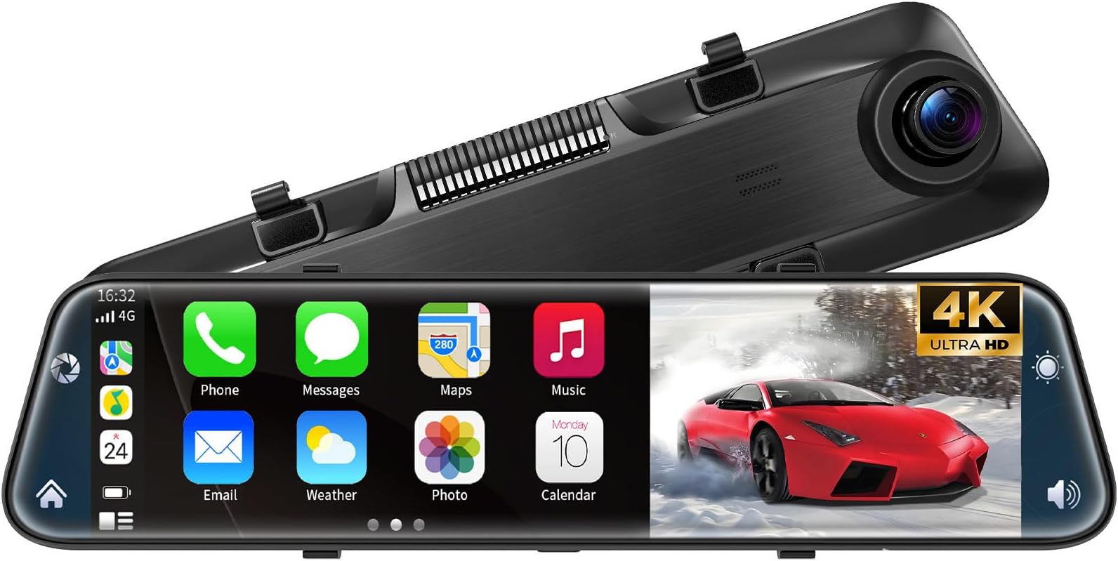 Amazon.com: 4K Mirror Dash Cam Wireless Carplay & Android Auto, 11 ...