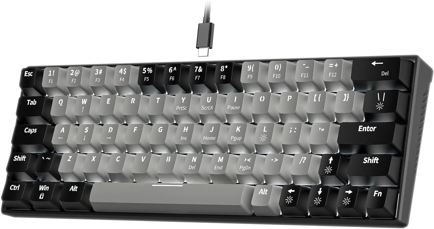 Mini Gaming Mechanical Keyboard, 64KEY WIRED SWAPPABLE Anti-Ghosting ...