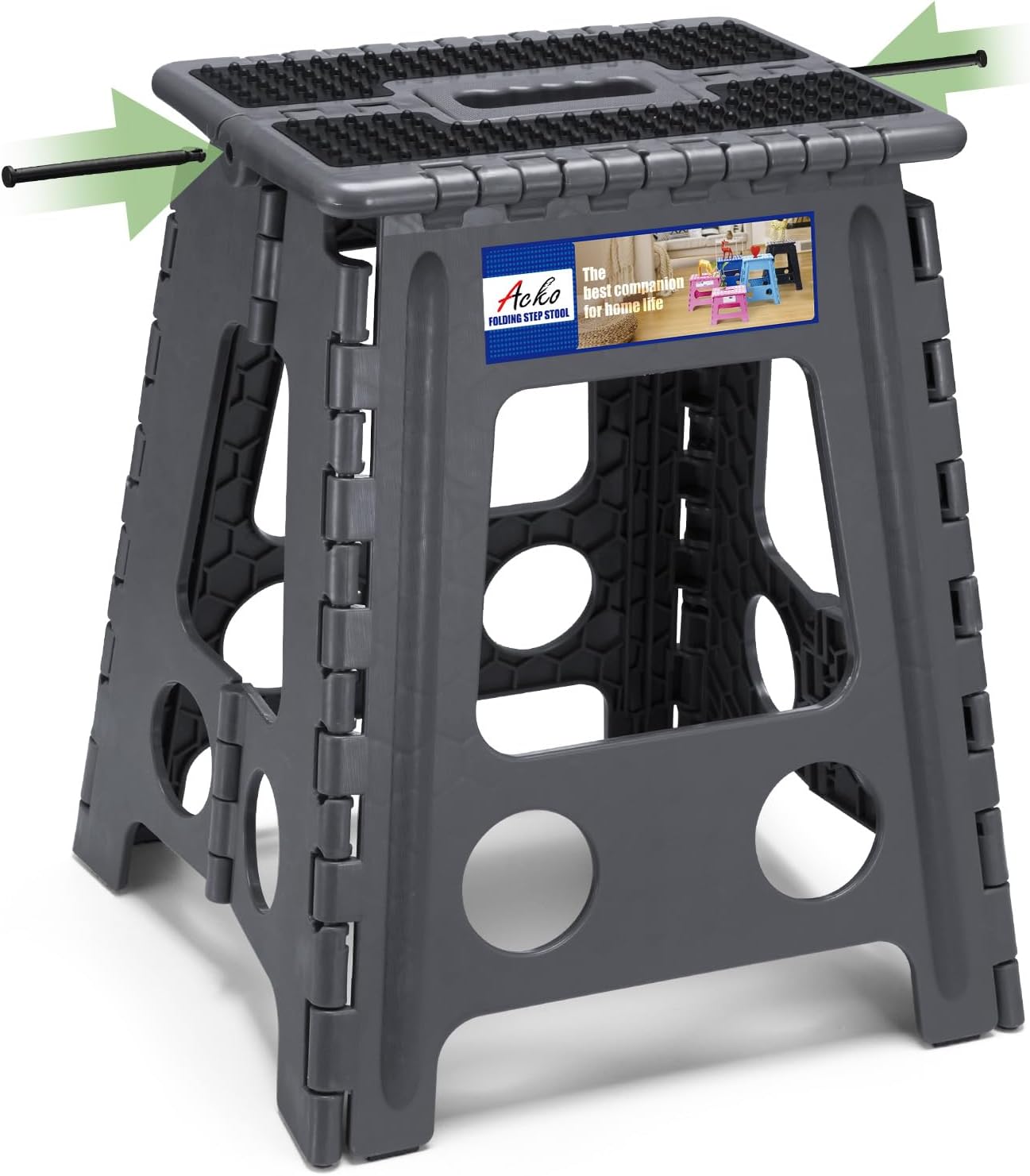 Amazon.com: ACKO Folding Step Stool Foldable 16 Inch Stools for Adults ...