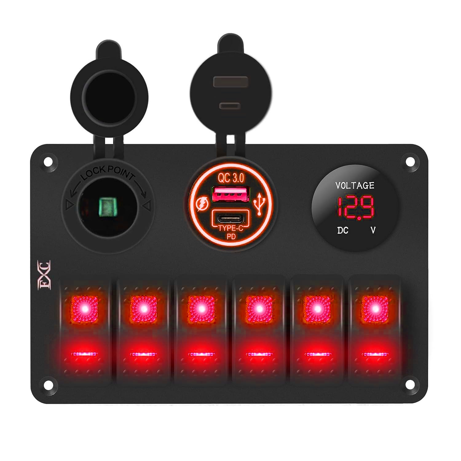 Snapklik.com : FXC 6 Gang Rocker Switch Panel 12V Marine Switch Panel ...