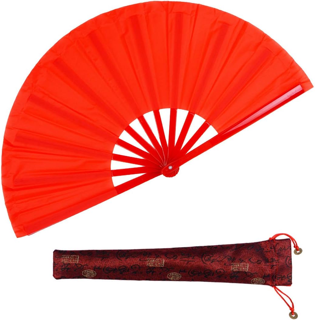 Amazon.com: HONSHEN Bamboo Large Red Folding Hand Fans KunFu Fan for ...
