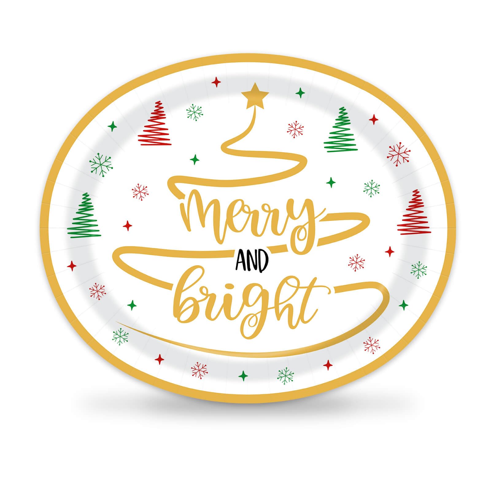 Amazon.com: 50 Pcs 10" x 12" Christmas Paper Plates Large Merry and ...