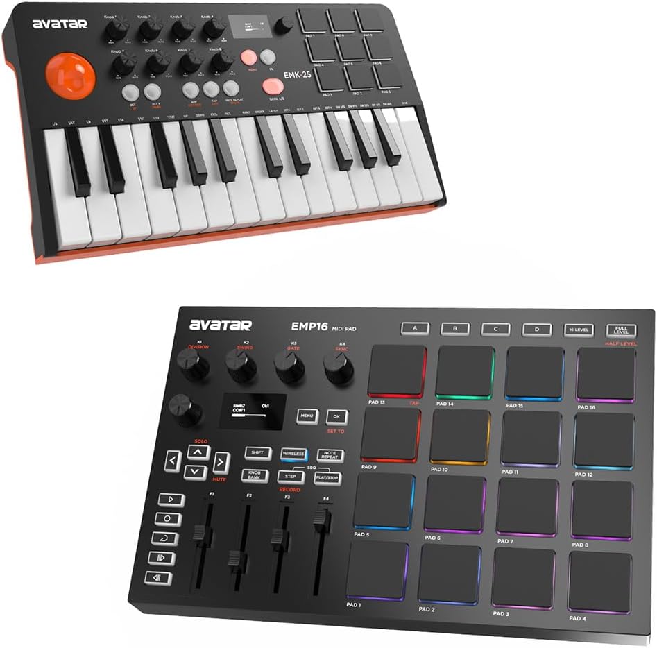 Amazon.com: EMP16 Bluetooth MIDI Beat Pad + EMK-25 USB MIDI Keyboard ...