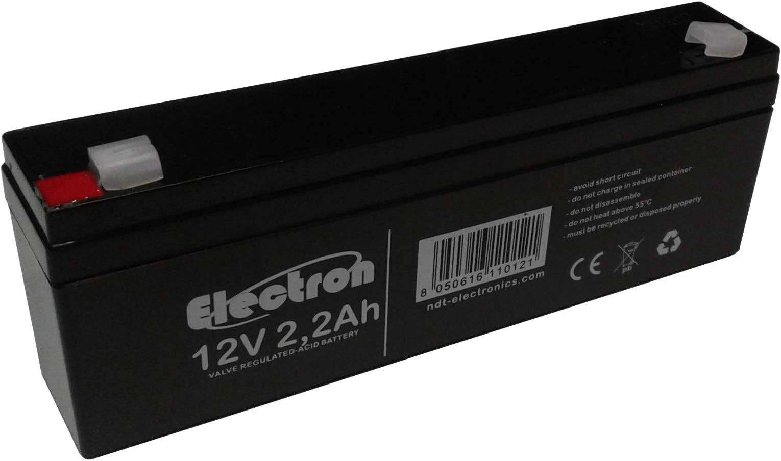 12V 2.2Ah Batteria al piombo ricaricabile con connettori faston 4.8mm ...