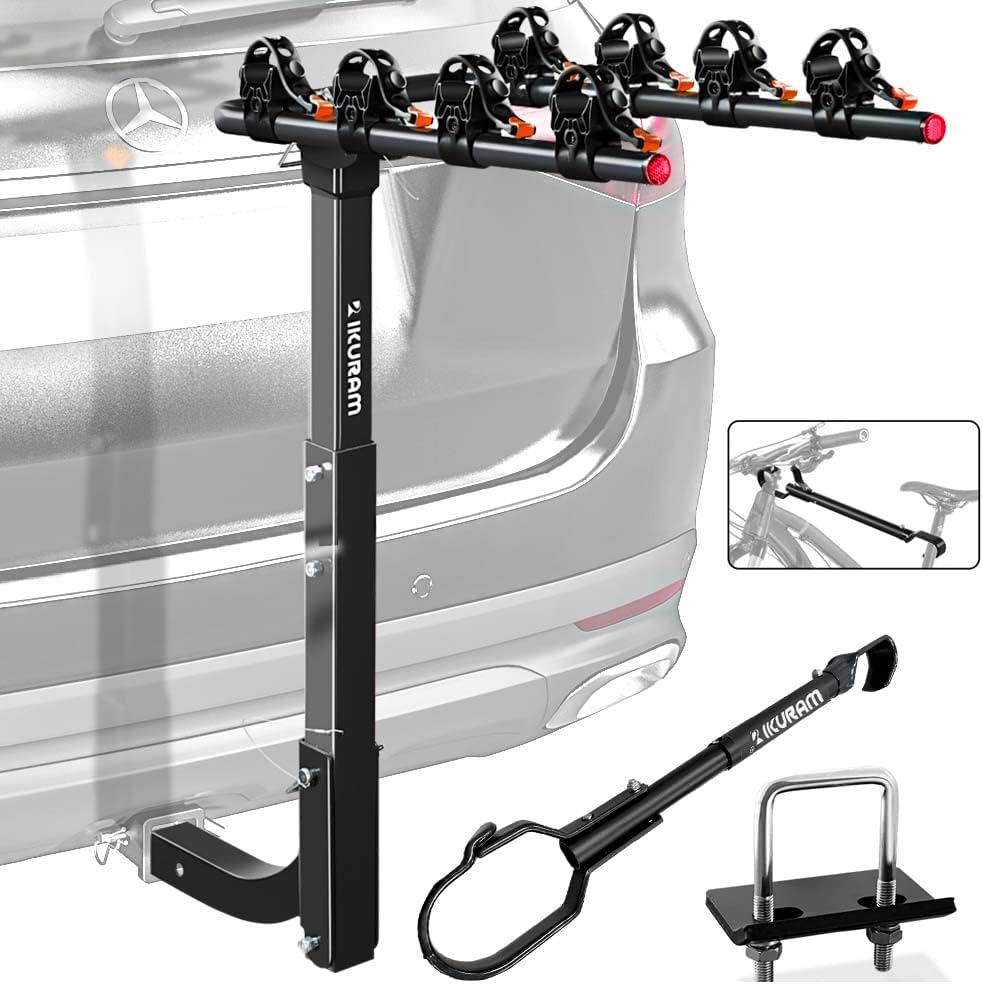 Amazon.com: 4 Bike Rack Bicycle Carrier Racks Hitch Mount Double Foldable Rack for Cars, Trucks ...