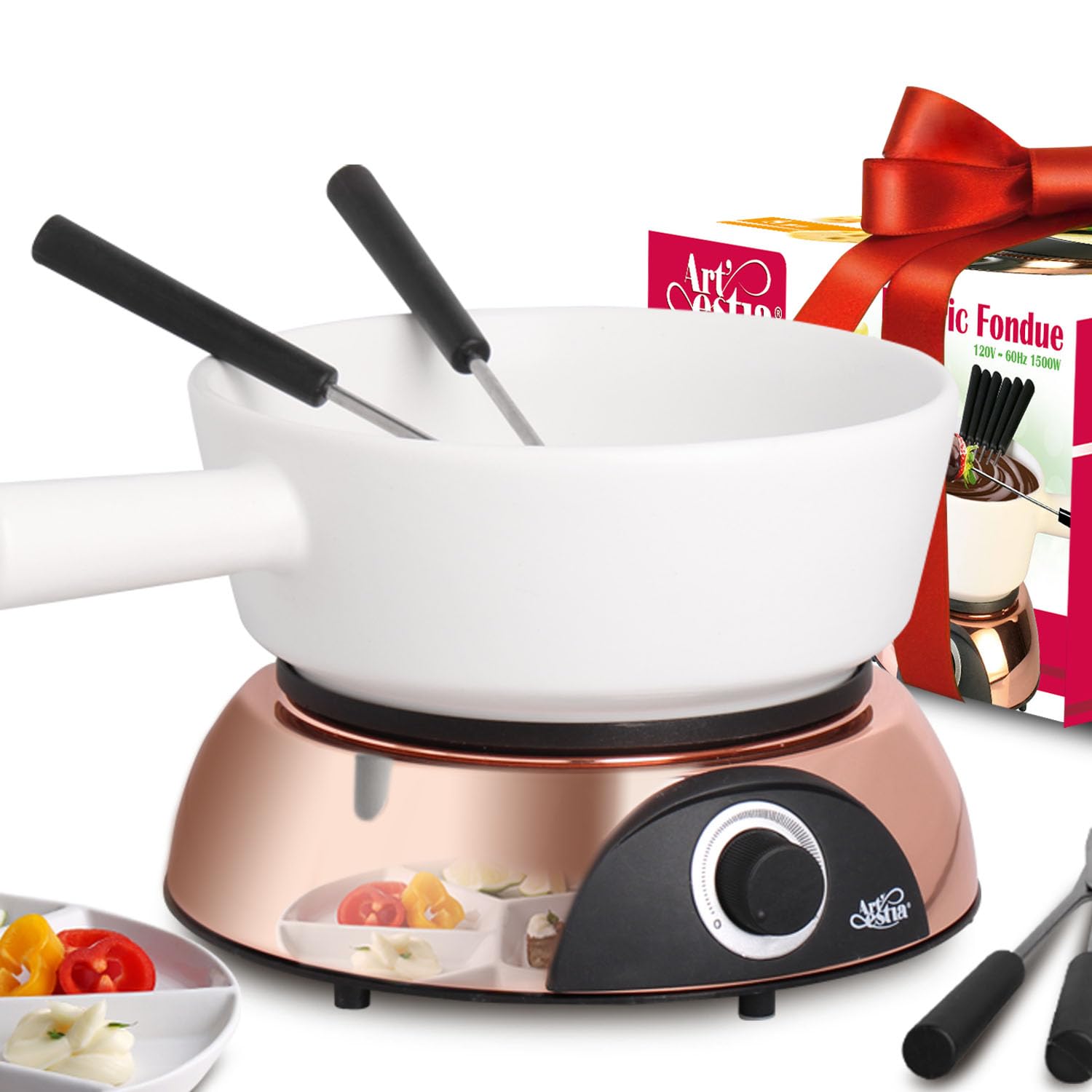 Amazon.com: Artestia 2-QT Electric Fondue Pot for Meat, 1500W Ceramic ...