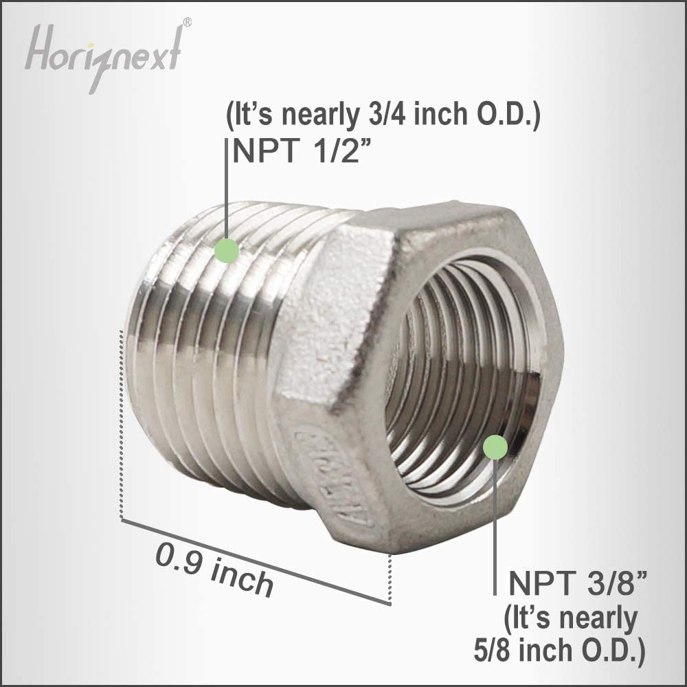 Snapklik.com : Horiznext Stainless Steel Hex Bushing