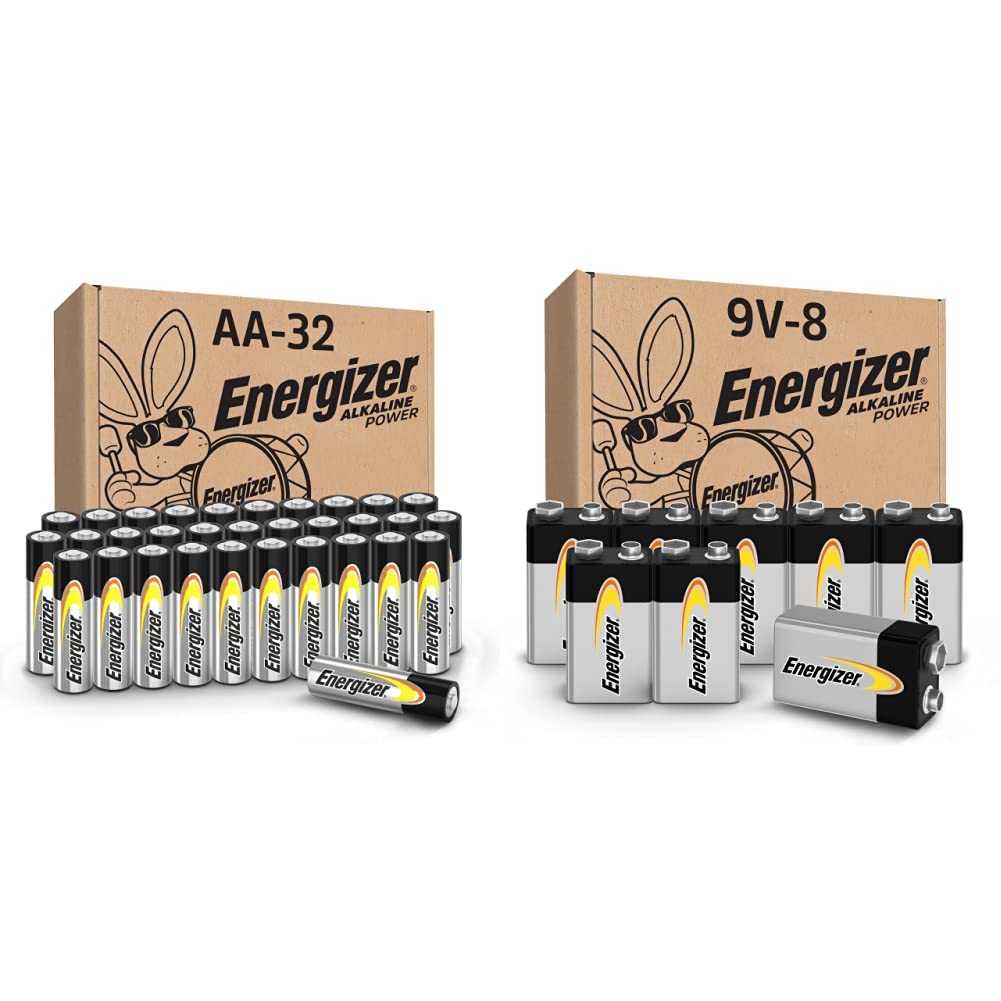 Energizer AA Batteries (32 Count) and Energizer 9V Batteries (8 Pack ...
