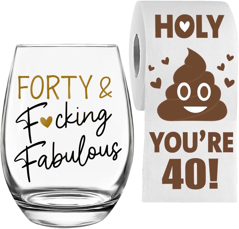 Amazon.com: Vagafilla Forty & F**king Fabulous Stemless Wine Glass ...