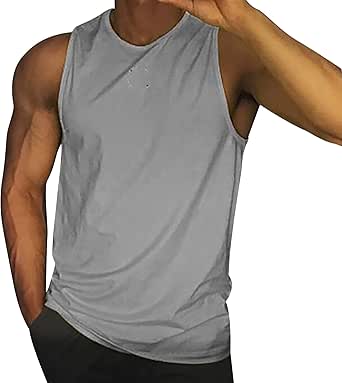 DOUHEN Mens Mesh See Through Tank Top Men Summer Breathable Ice Silk T ...