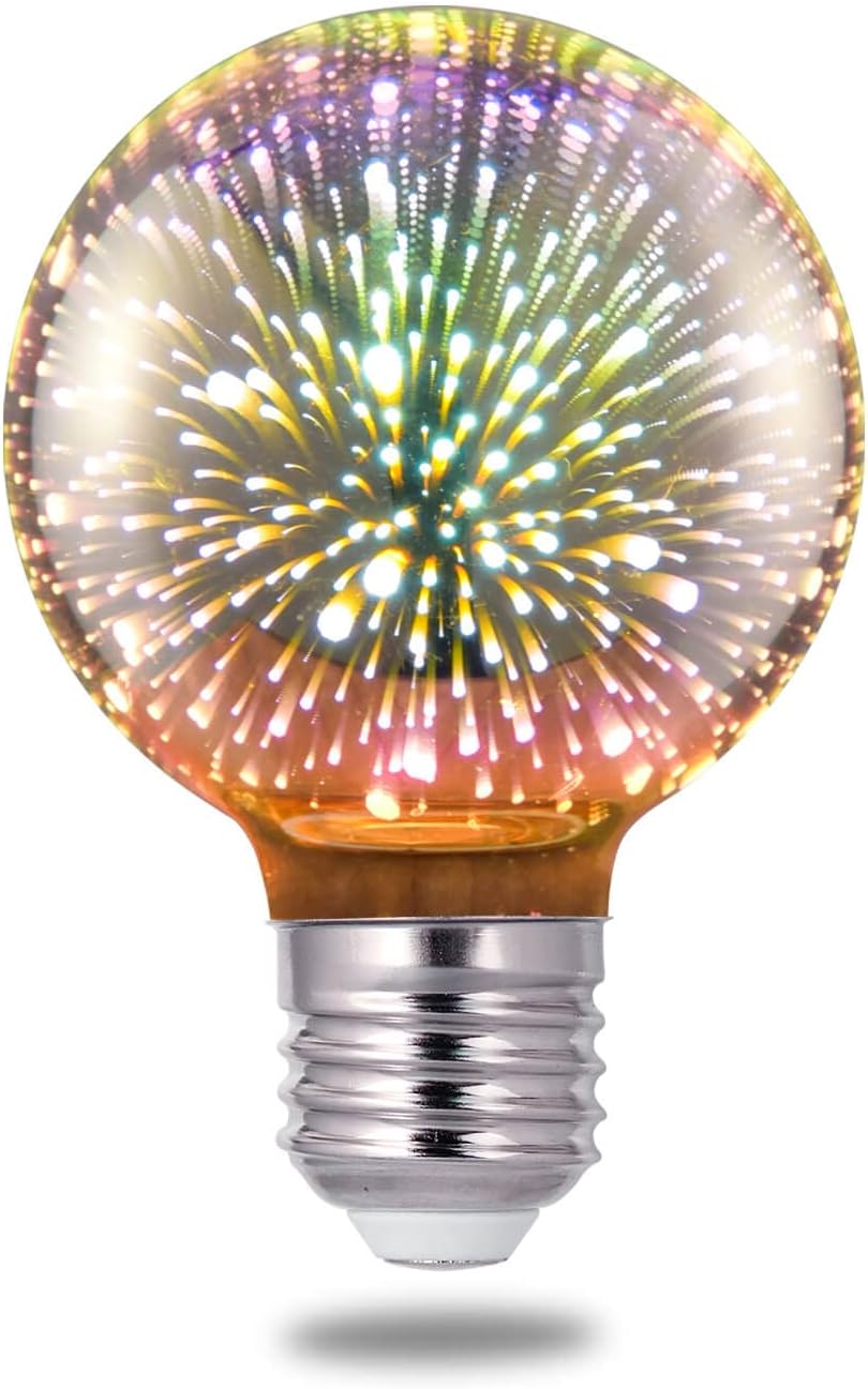 Porseme 3D Fireworks Decorative Light Bulb, E26 Base, 4W, AC100-240V ...