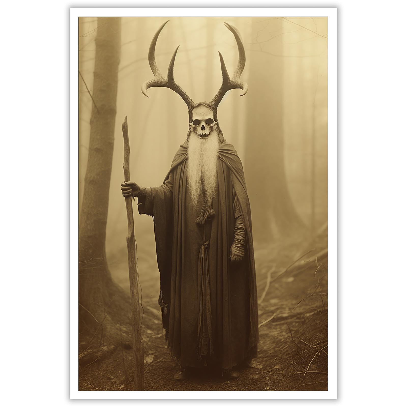 Amazon.com: Skeleton Halloween Decor Occult Druid of the Forest Poster ...