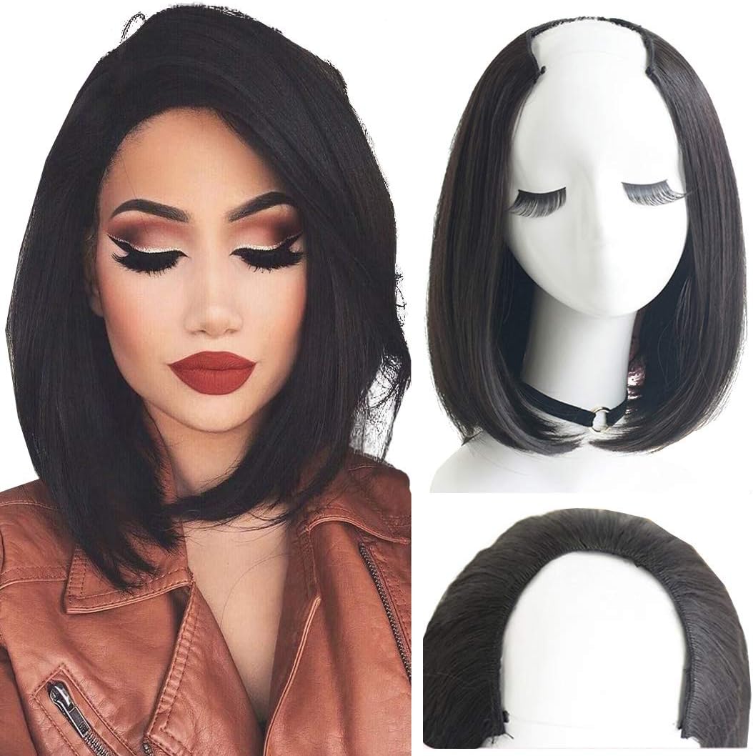 Bobo Style Half Wig Clip in Straight U-Shape Part 3/4 Hairpiece One ...