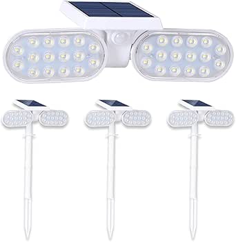 EMANER Bundle (3-Pack) - Motion Activated Solar Flood Light wiht Stakes ...