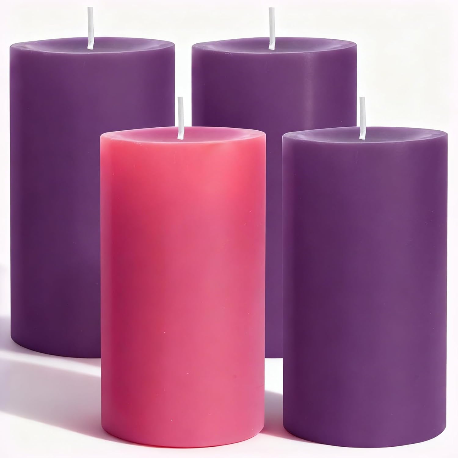 Amazon.com: Advent Candle Set of 4, Unscented Pillar Candles 3" x 6 ...