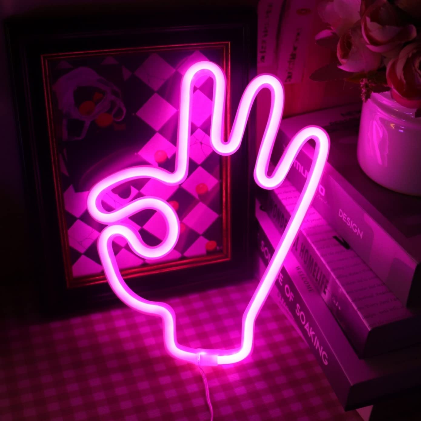 QiaoFei Hand Shape Finger Neon Sign Lights Hanging Decorative Neon ...