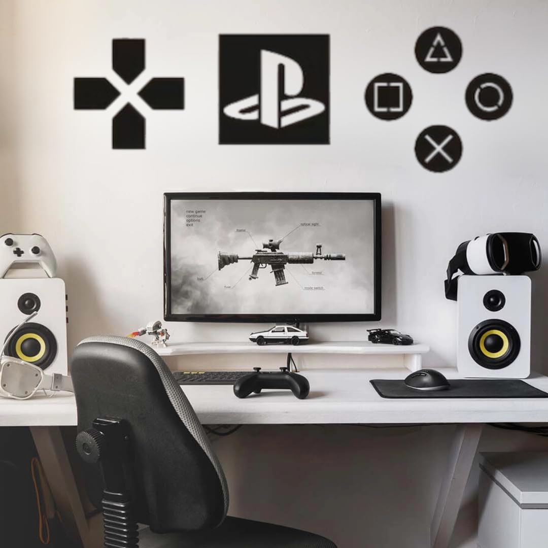 STASH HOUSE Gamers Wooden Wall Sign Set, PS5 Geometric Square Home ...