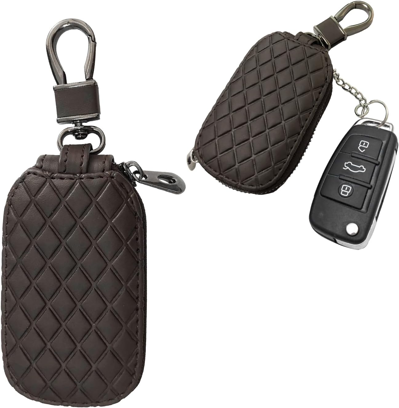 Amazon.com: Suvnie Car Key Case, Genuine Leather Auto Key Fob Cover ...